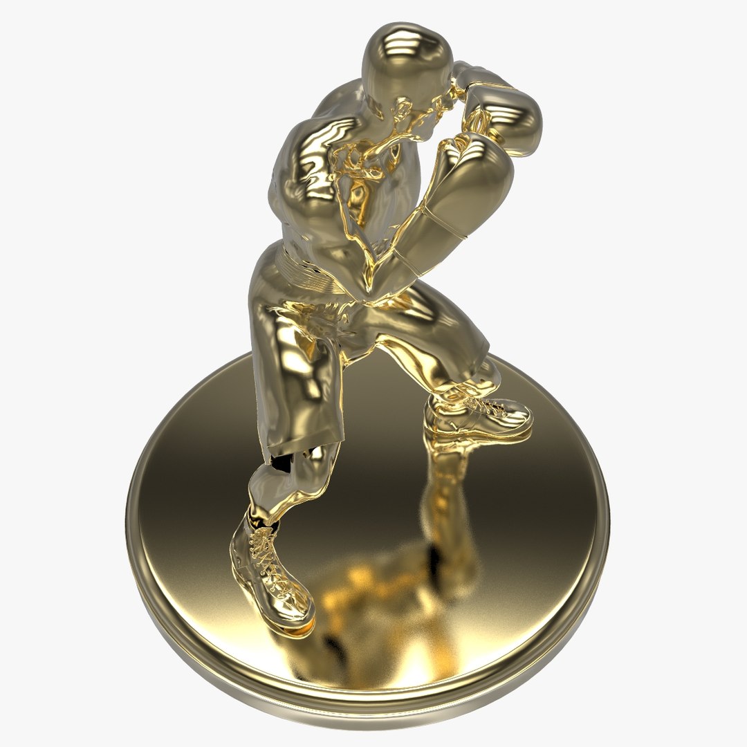 gold boxer statue c4d