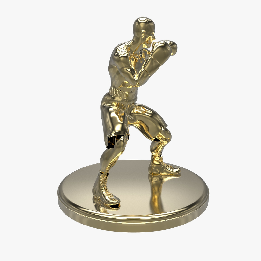 gold boxer statue c4d