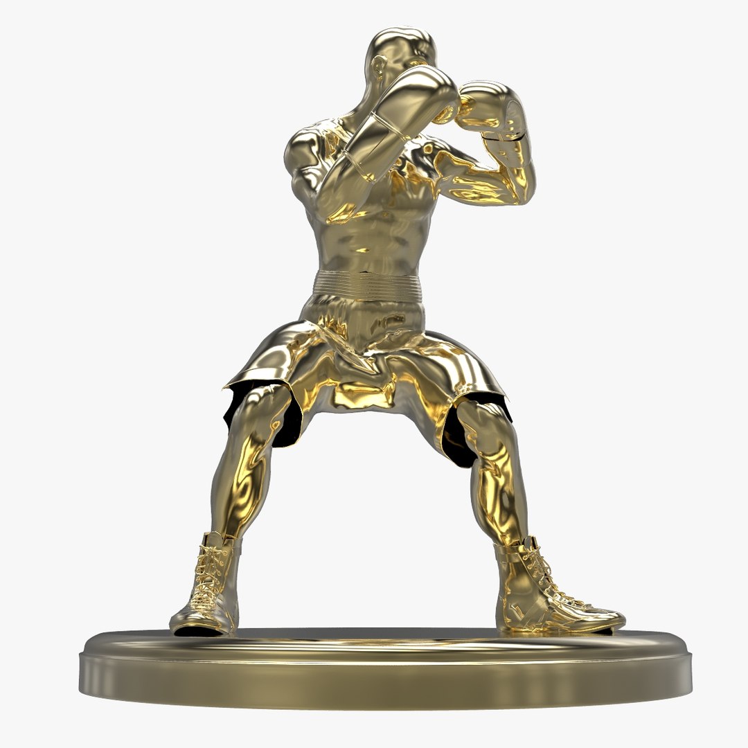 gold boxer statue c4d