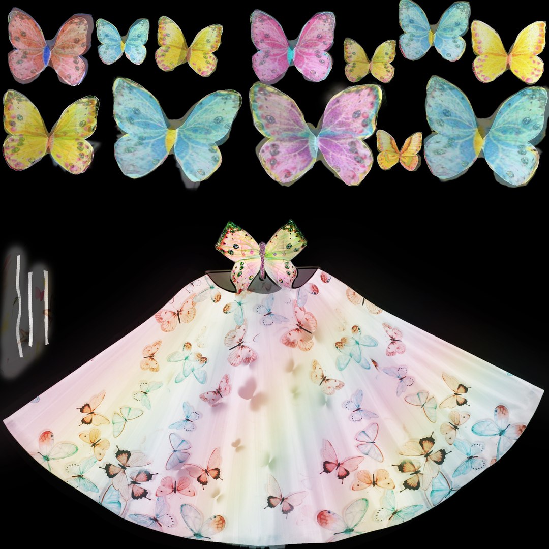 Butterfly Spring Dress Model - TurboSquid 1838673