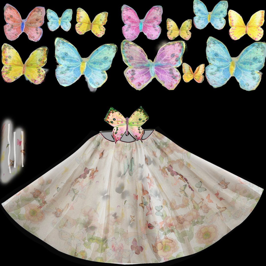 Butterfly Spring Dress Model - TurboSquid 1838673