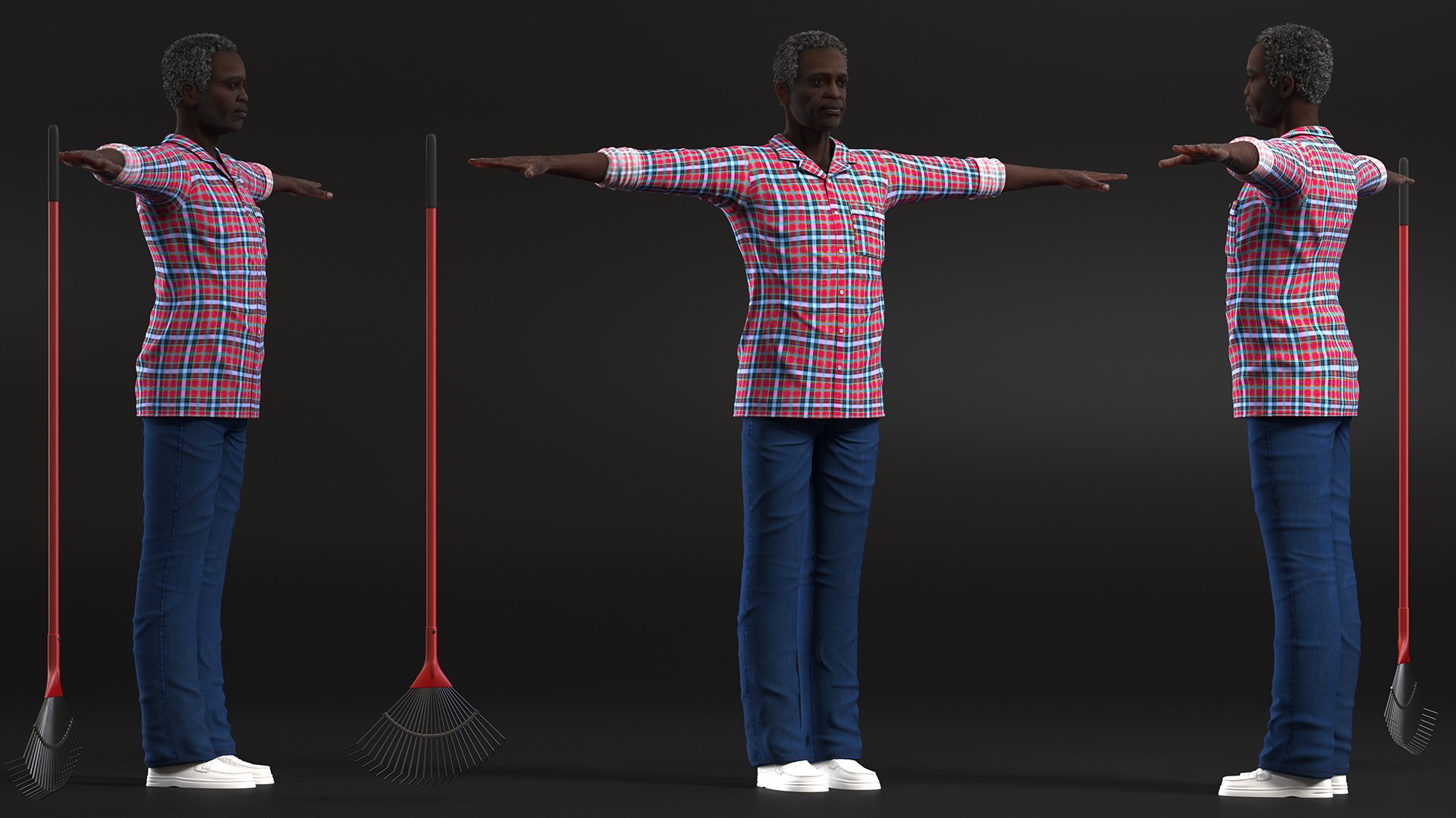 3D Black Elderly Man Home Style T-Pose Model - TurboSquid 2015860