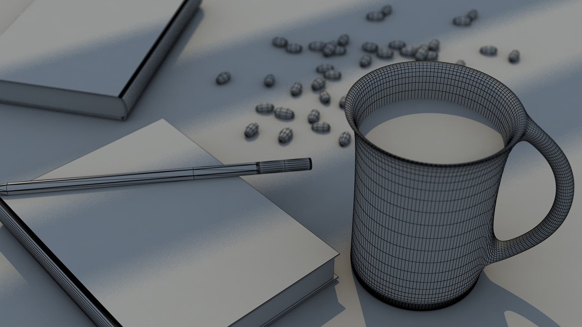Book Coffee Beans Pencils And Coffee 3D - TurboSquid 2342222