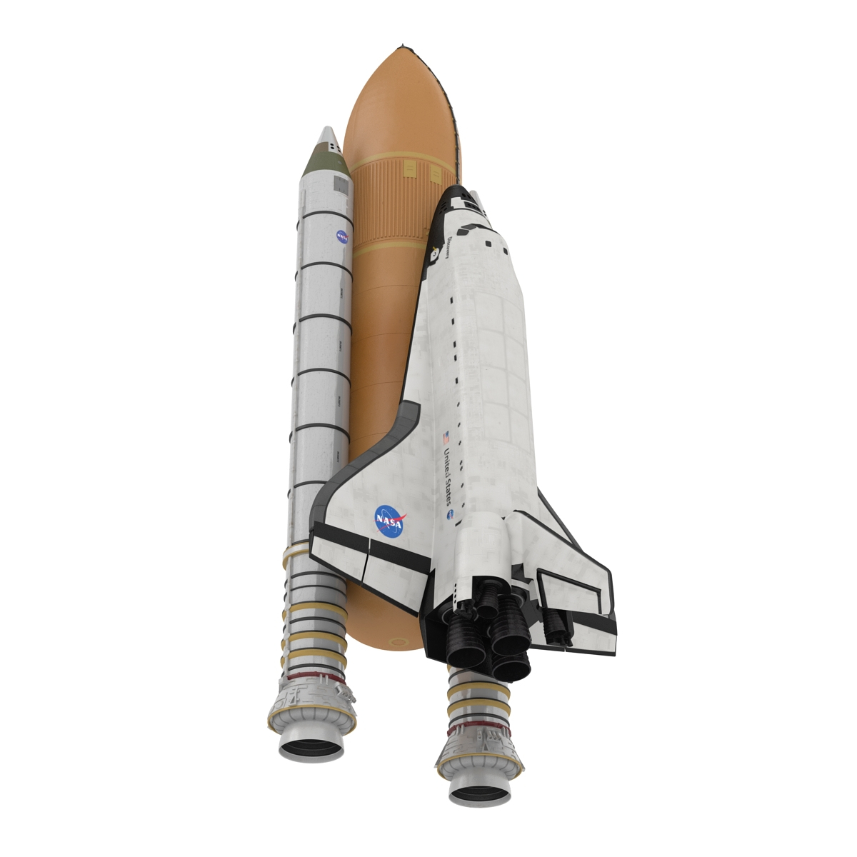 3d space shuttle discovery boosters model
