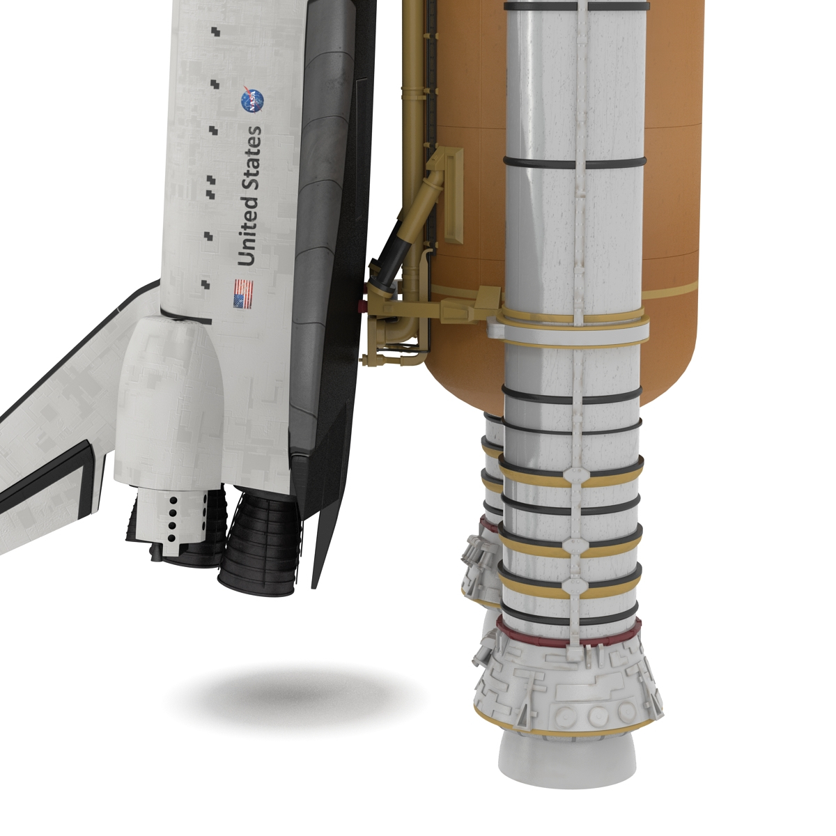 3d space shuttle discovery boosters model