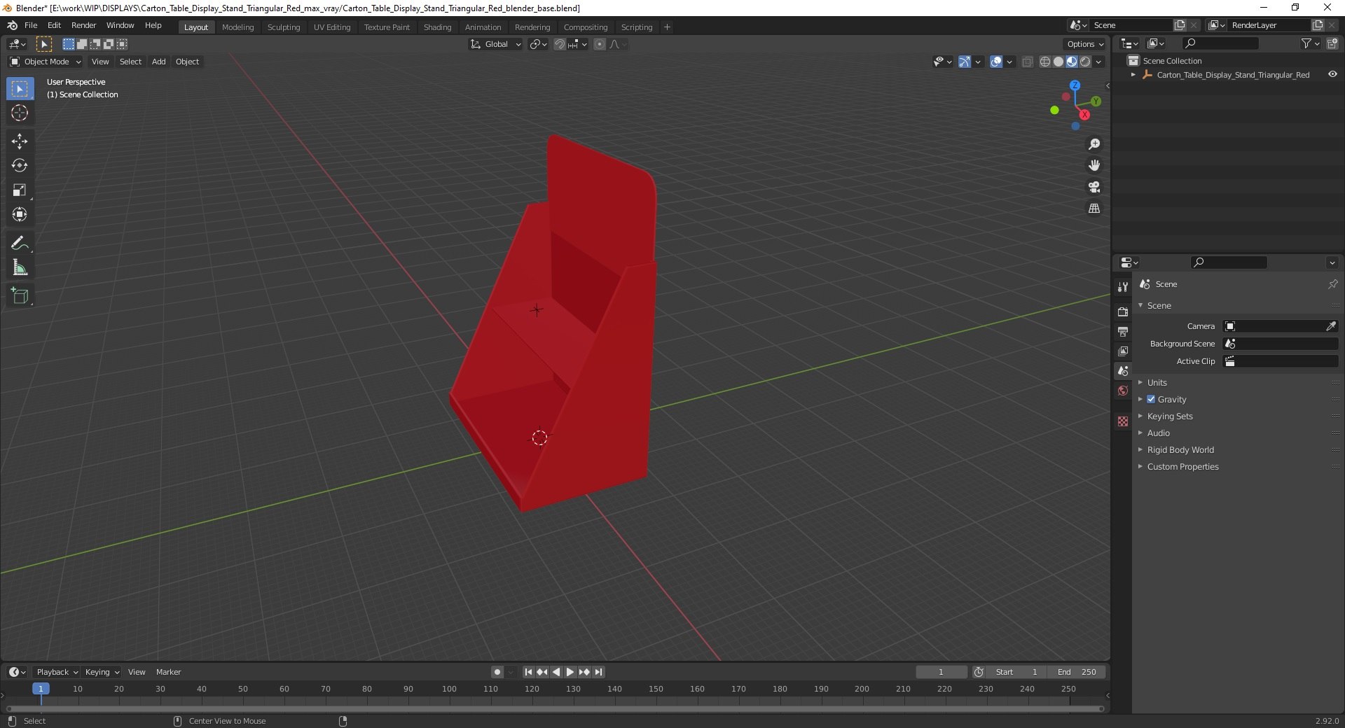 Carton Table Display Stand Triangular Red 3D model - TurboSquid 2132192