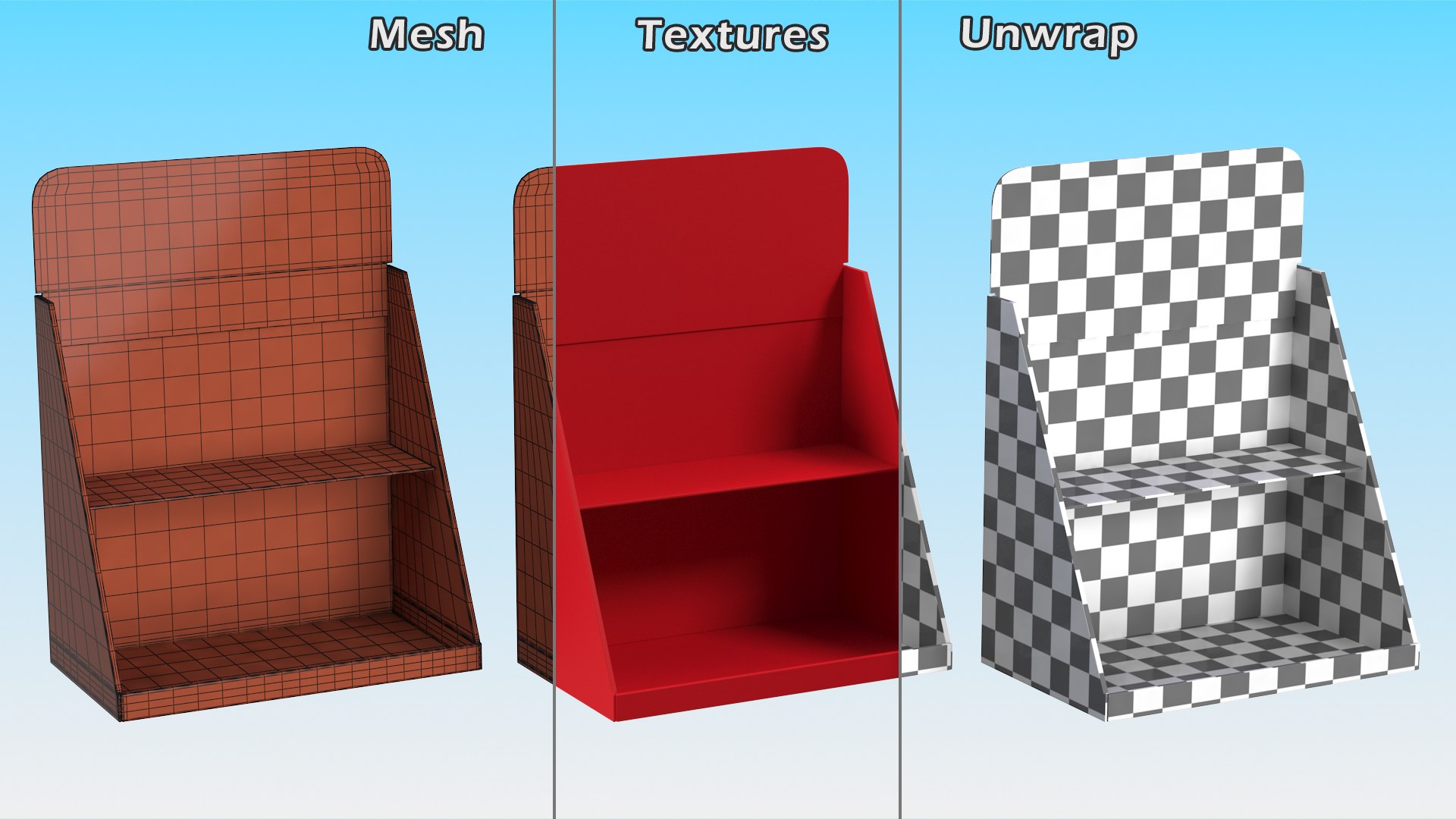 Carton Table Display Stand Triangular Red 3D Model - TurboSquid 2132192