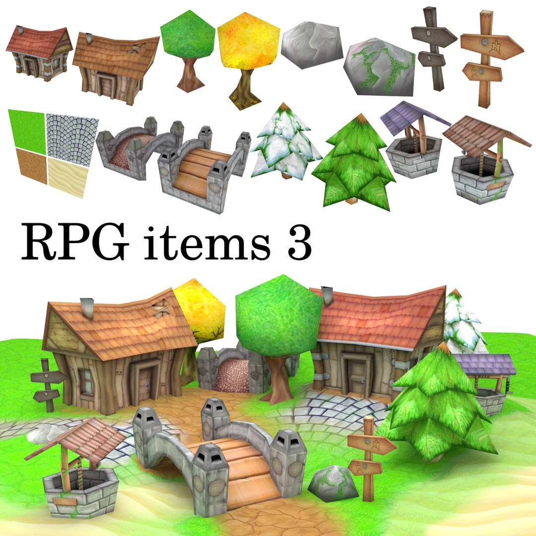 3D low-poly rpg items model - TurboSquid 1190752