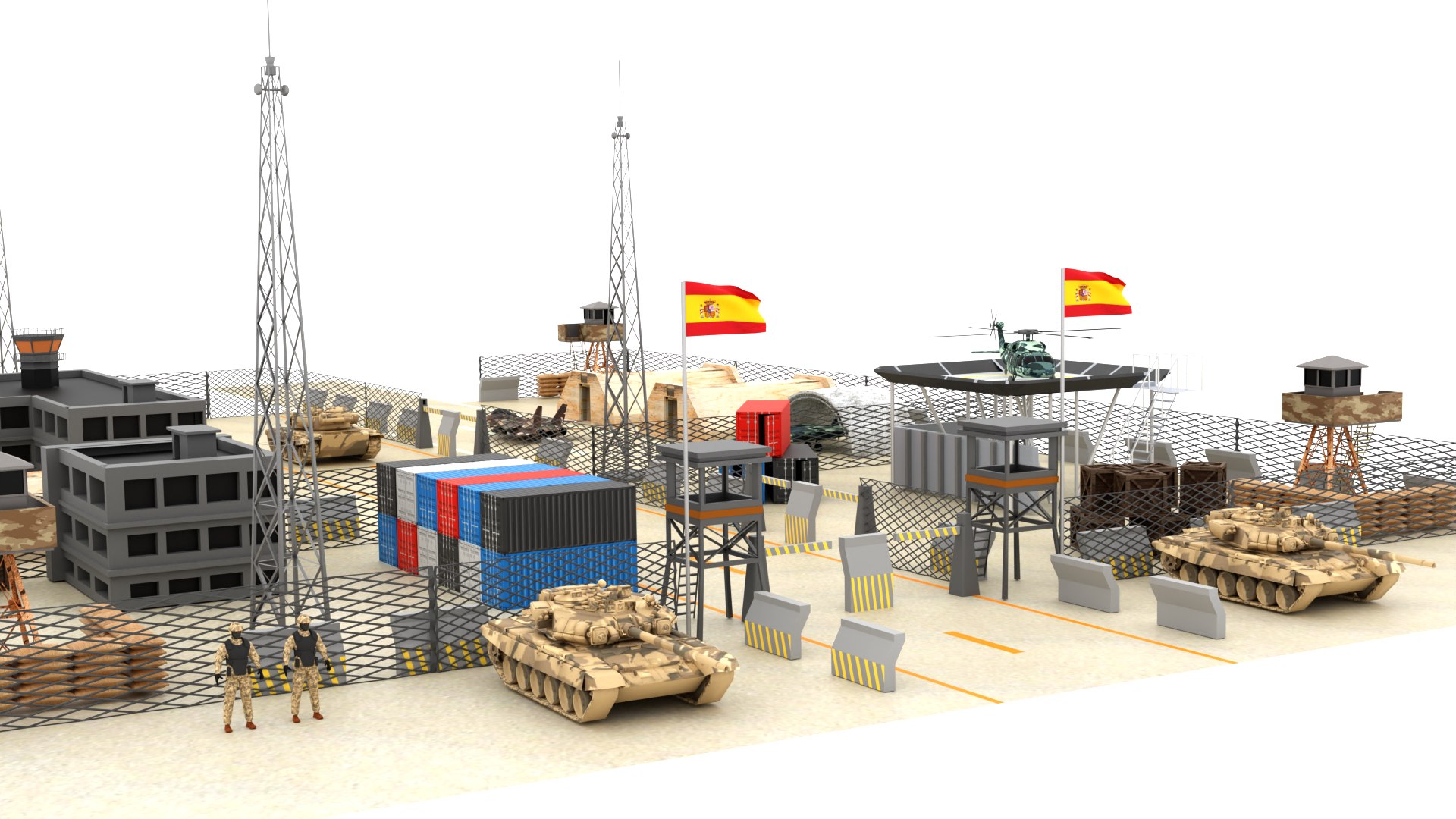 3D Spain Military Base Model - TurboSquid 1884989