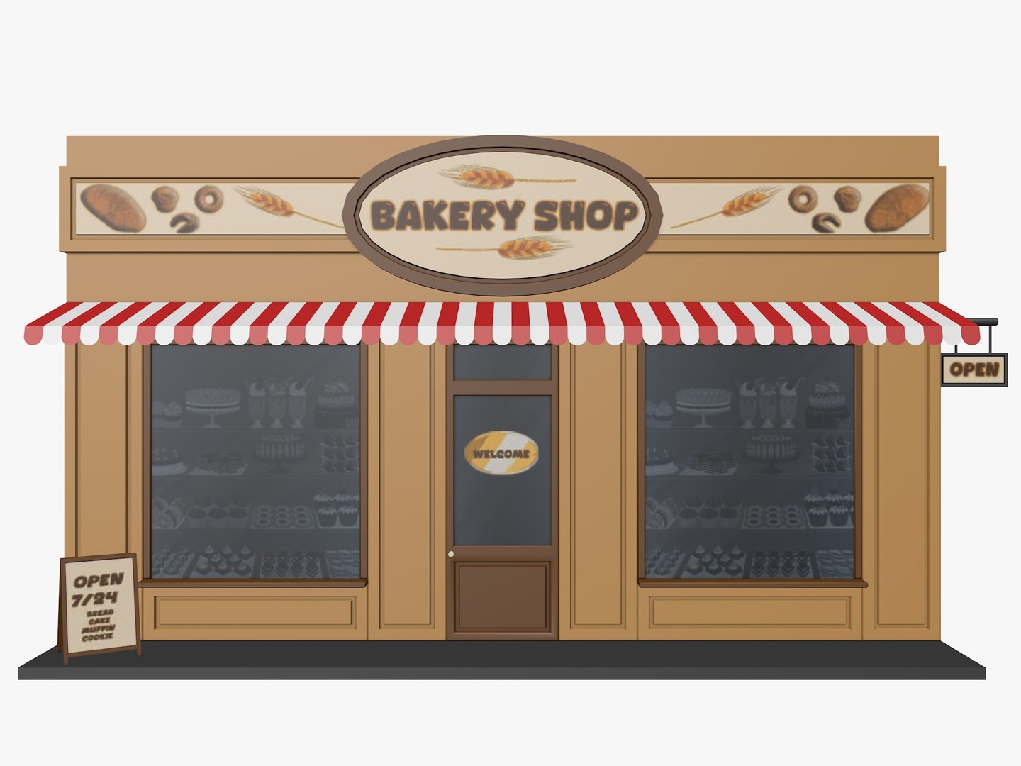 Cartoon Bakery 3D Model - TurboSquid 2225247