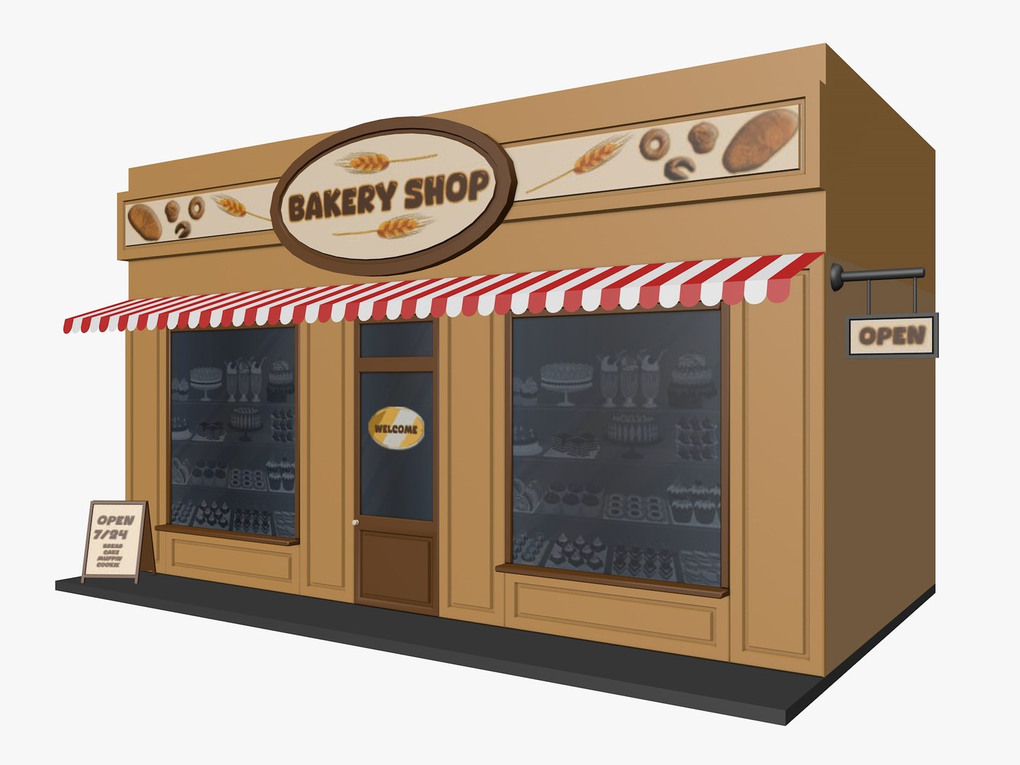 Cartoon Bakery 3D Model - TurboSquid 2225247