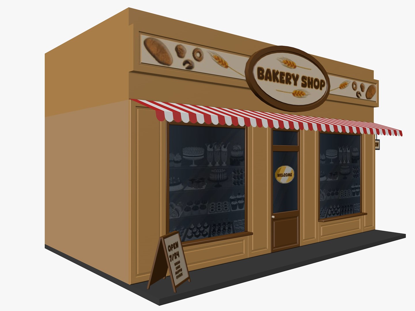 Cartoon Bakery 3D Model - TurboSquid 2225247