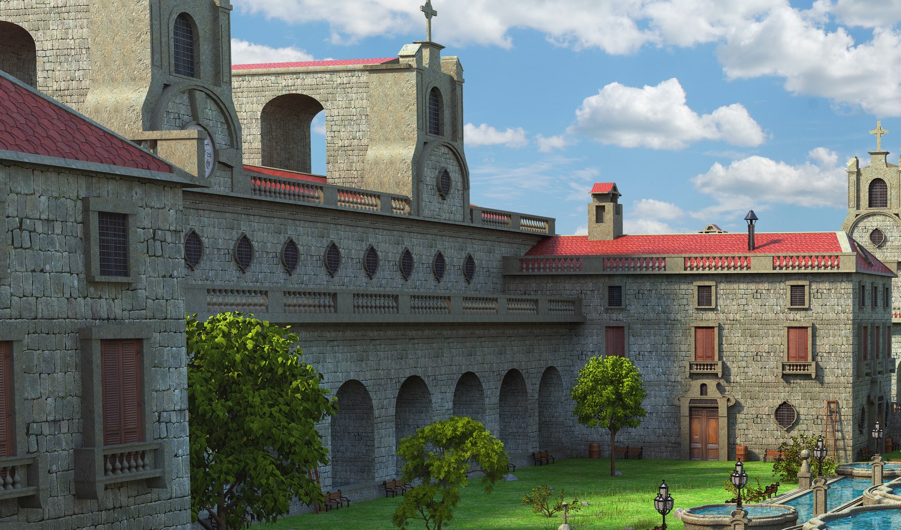 Classic Monastery Medieval 3D - TurboSquid 1390238