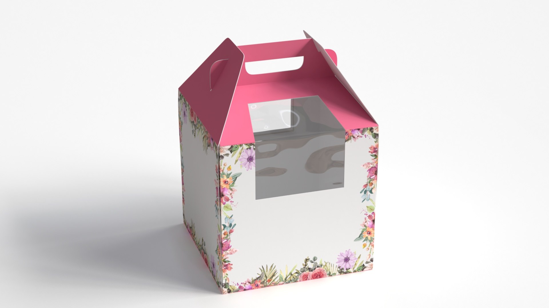 W Packaging Tall Cake Box Pink With Window 3D - TurboSquid 1930124