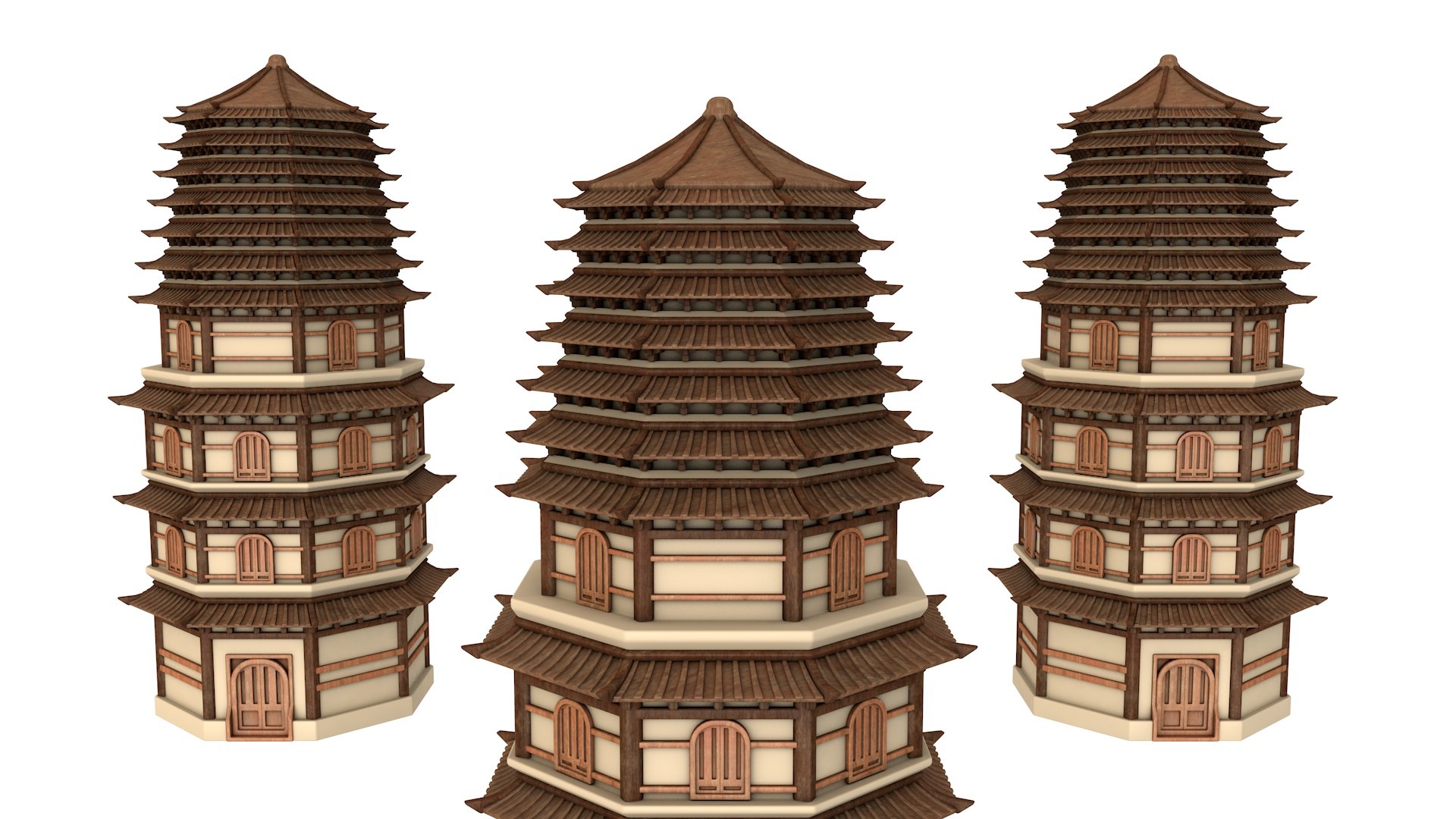 Chinese Pagoda Collection 3D Model - TurboSquid 2017080