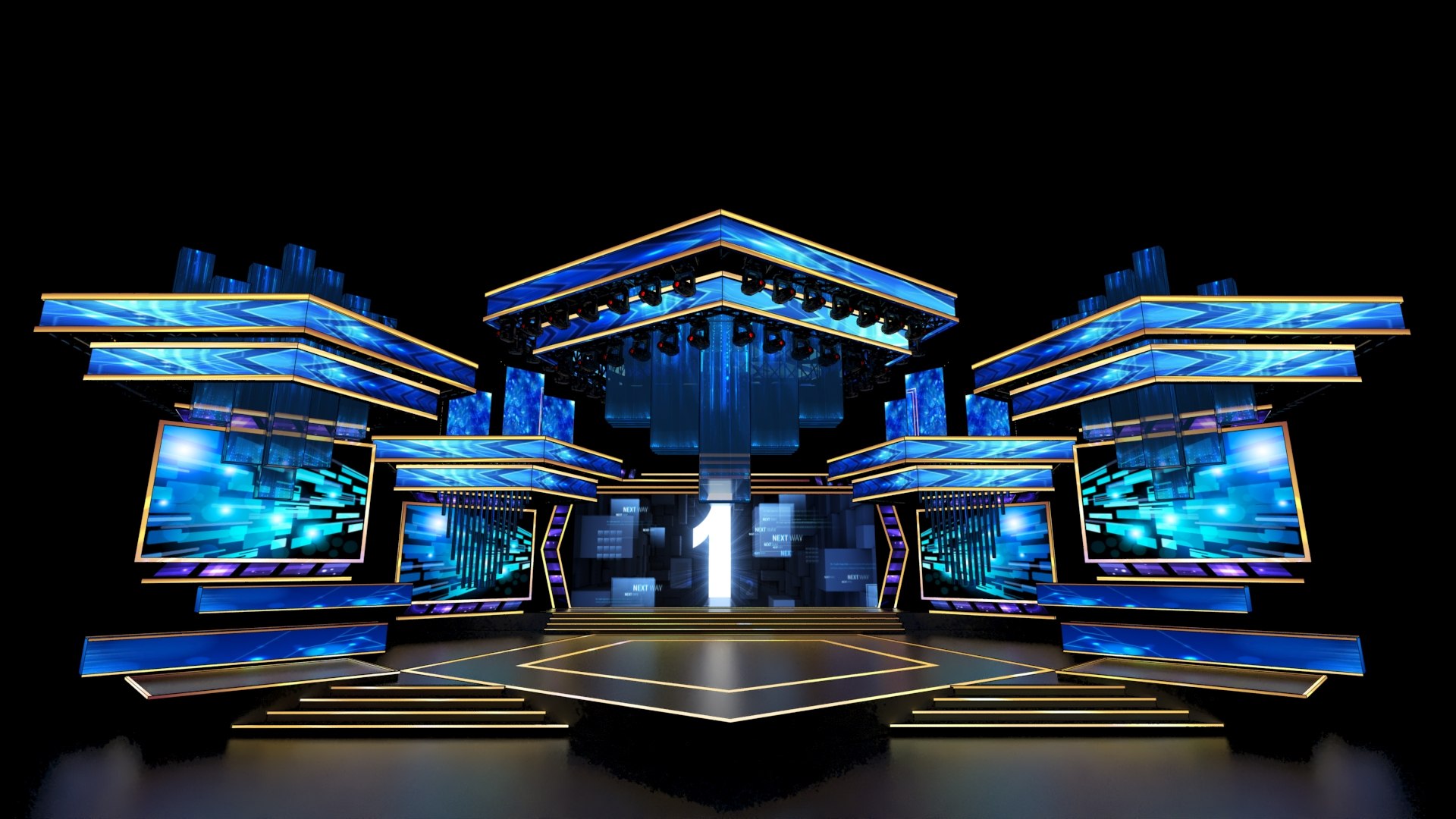 modelo 3d Virtual Stage Stage Truss Meeting Hall Wedding Show Concert ...