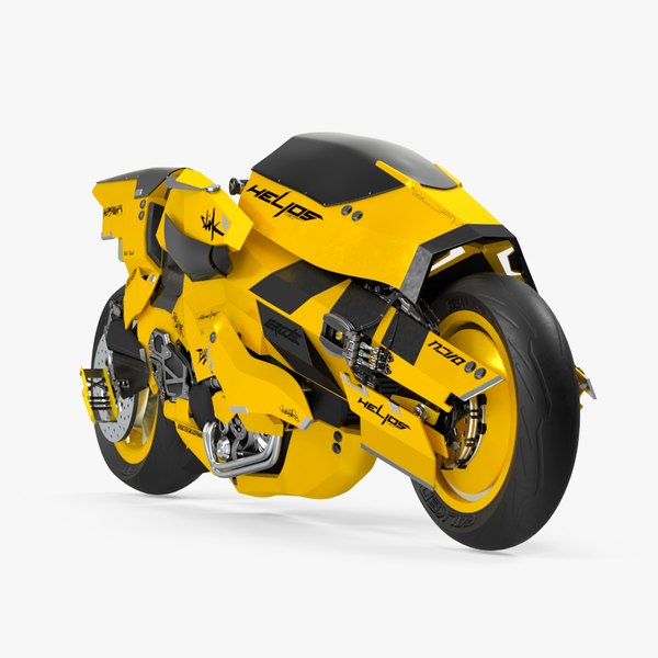 modèle 3D de Couleur jaune de moto de course de rue futuriste ...