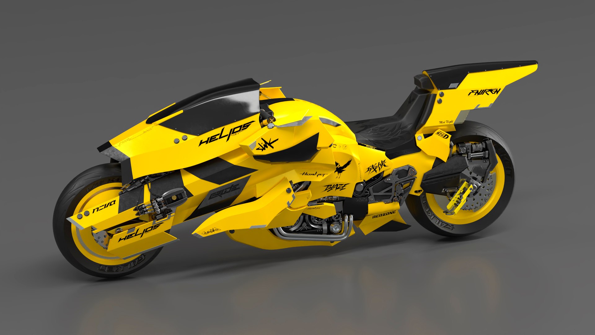 Futuristic Street Racing Motorcycle Yellow Color Model - TurboSquid 2230733