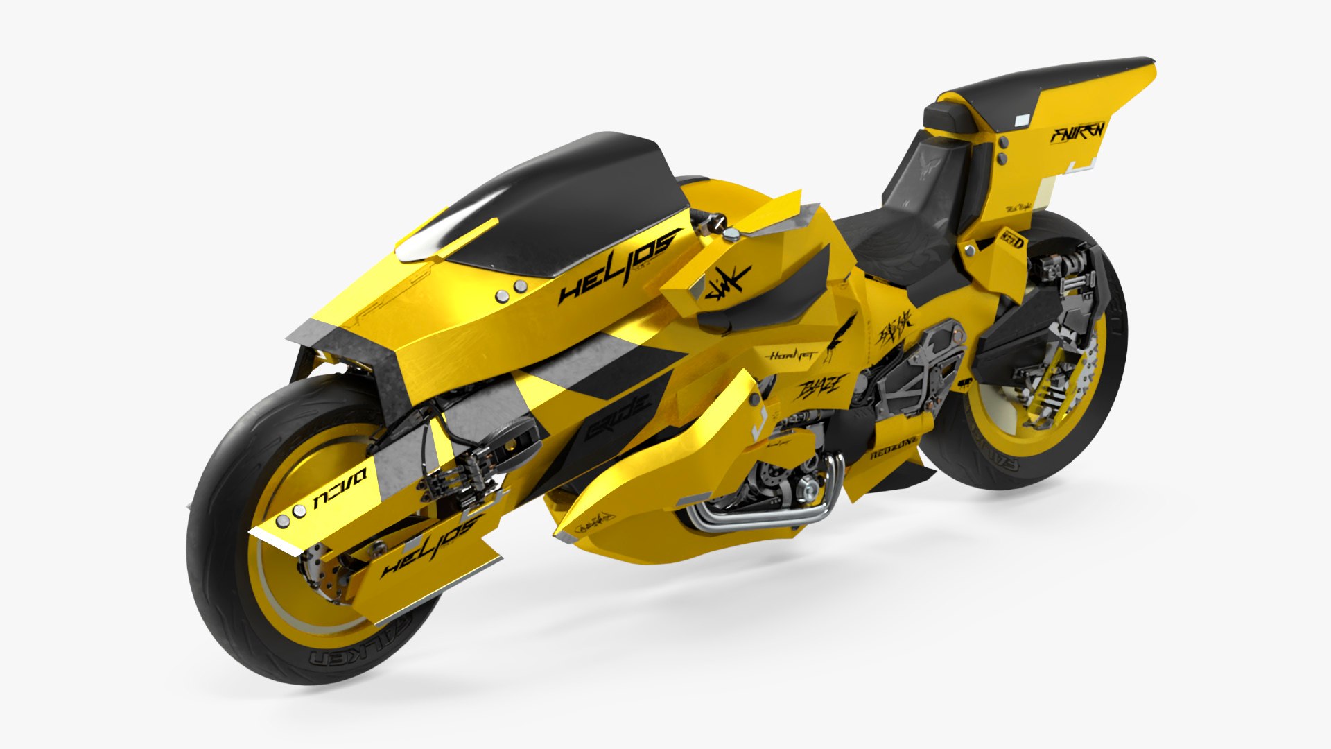 Futuristic Street Racing Motorcycle Yellow Color Model - TurboSquid 2230733