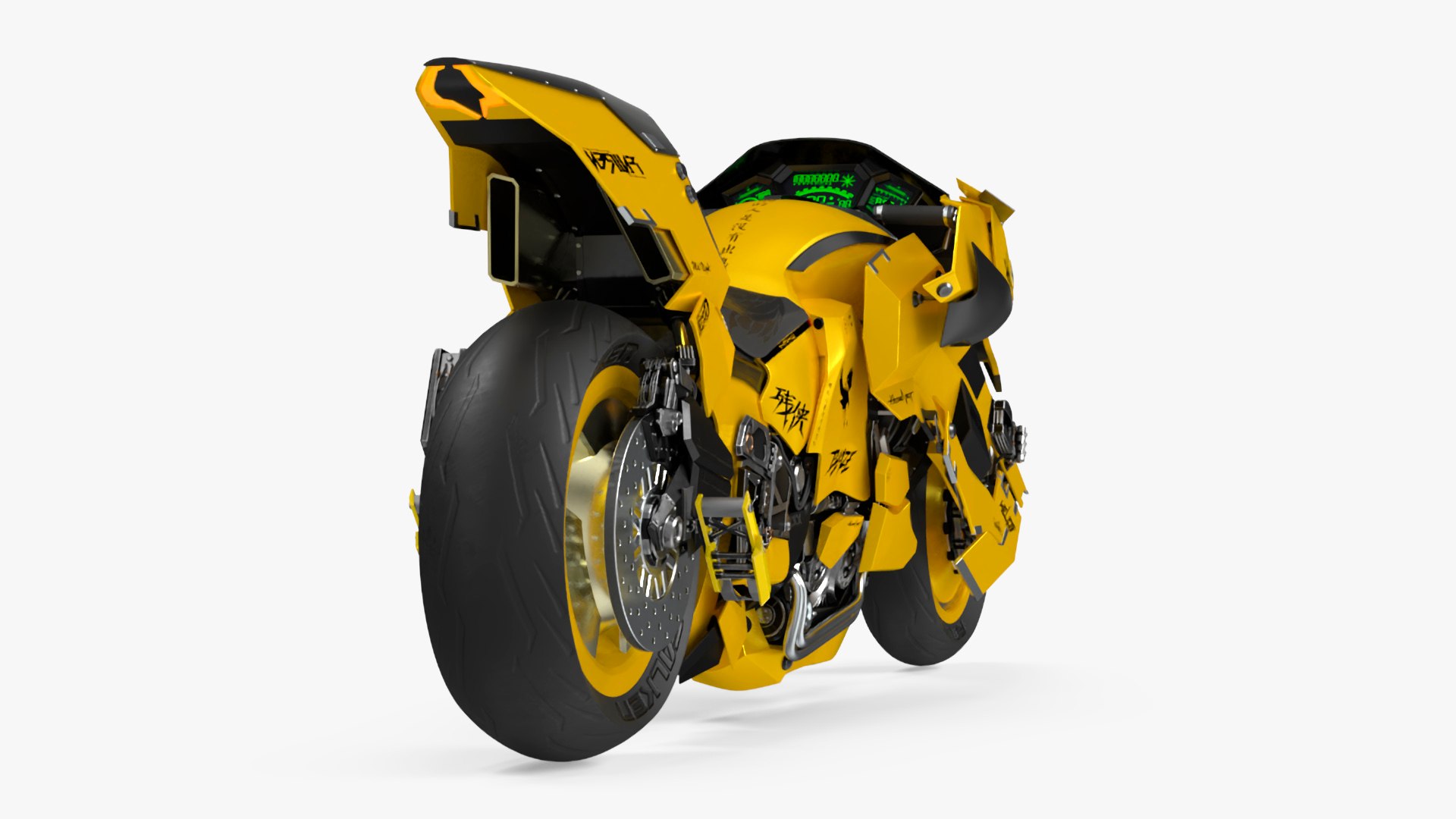 Futuristic Street Racing Motorcycle Yellow Color Model - TurboSquid 2230733