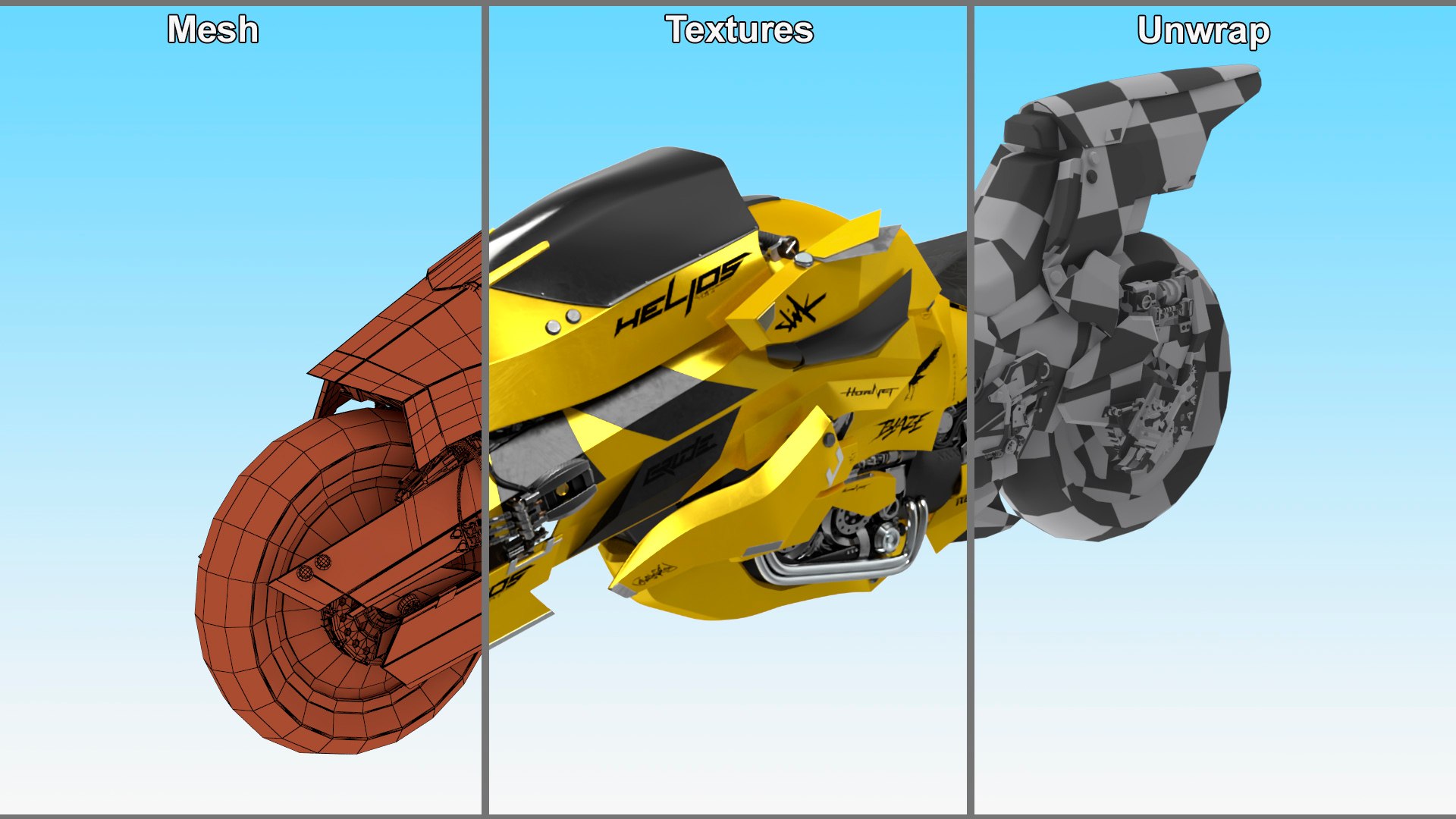 Futuristic Street Racing Motorcycle Yellow Color Model - TurboSquid 2230733