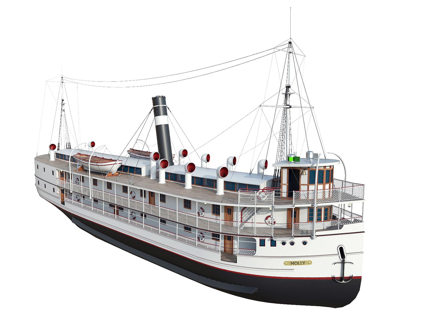 3D VINTAGE PASSENGER STEAMSHIP Model - TurboSquid 1749453