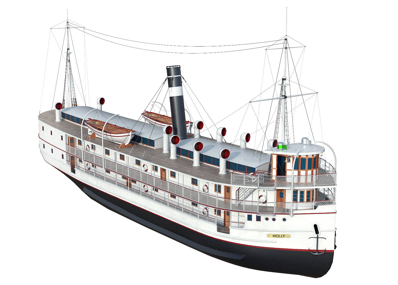 3D VINTAGE PASSENGER STEAMSHIP model - TurboSquid 1749453