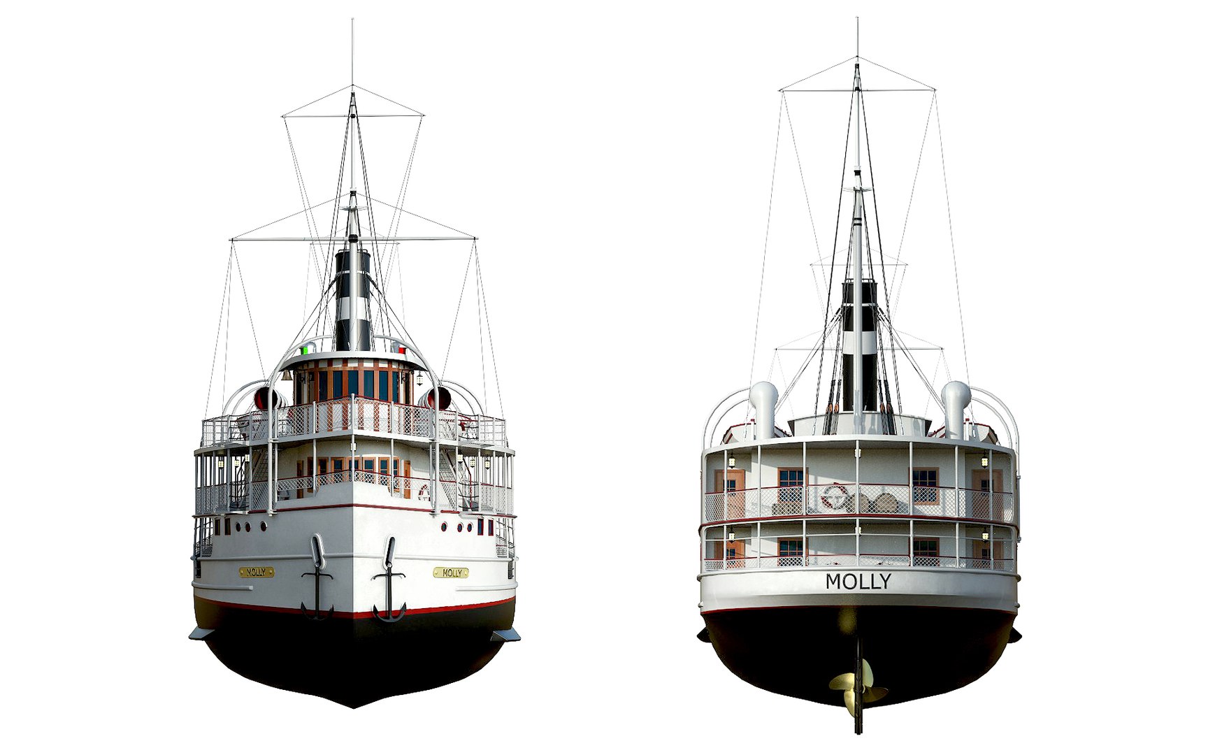 3D VINTAGE PASSENGER STEAMSHIP Model - TurboSquid 1749453