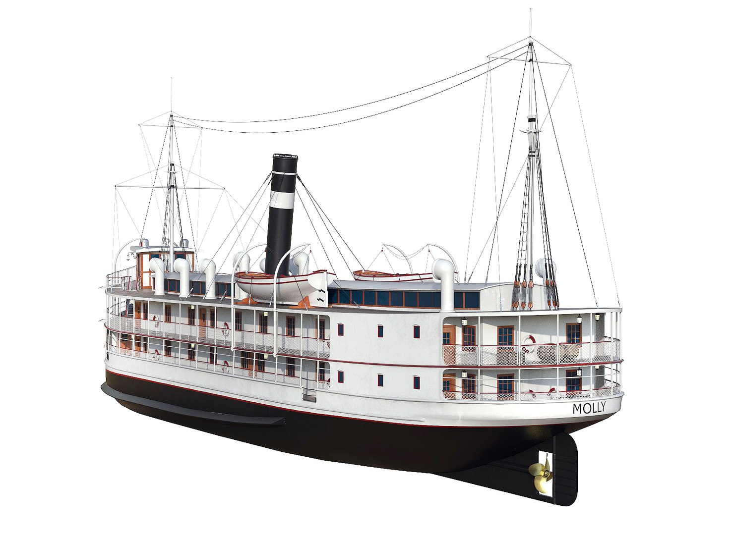 3D VINTAGE PASSENGER STEAMSHIP Model - TurboSquid 1749453