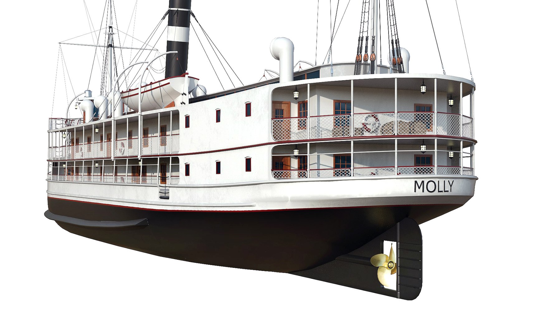 3D VINTAGE PASSENGER STEAMSHIP Model - TurboSquid 1749453