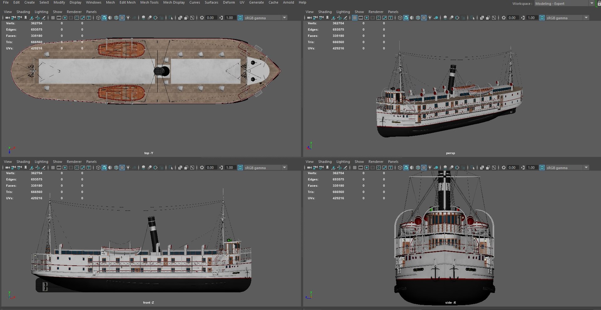 3D VINTAGE PASSENGER STEAMSHIP Model - TurboSquid 1749453
