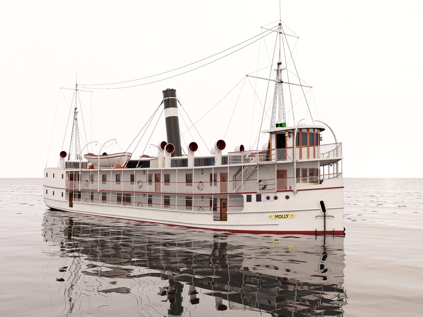 3D VINTAGE PASSENGER STEAMSHIP Model - TurboSquid 1749453