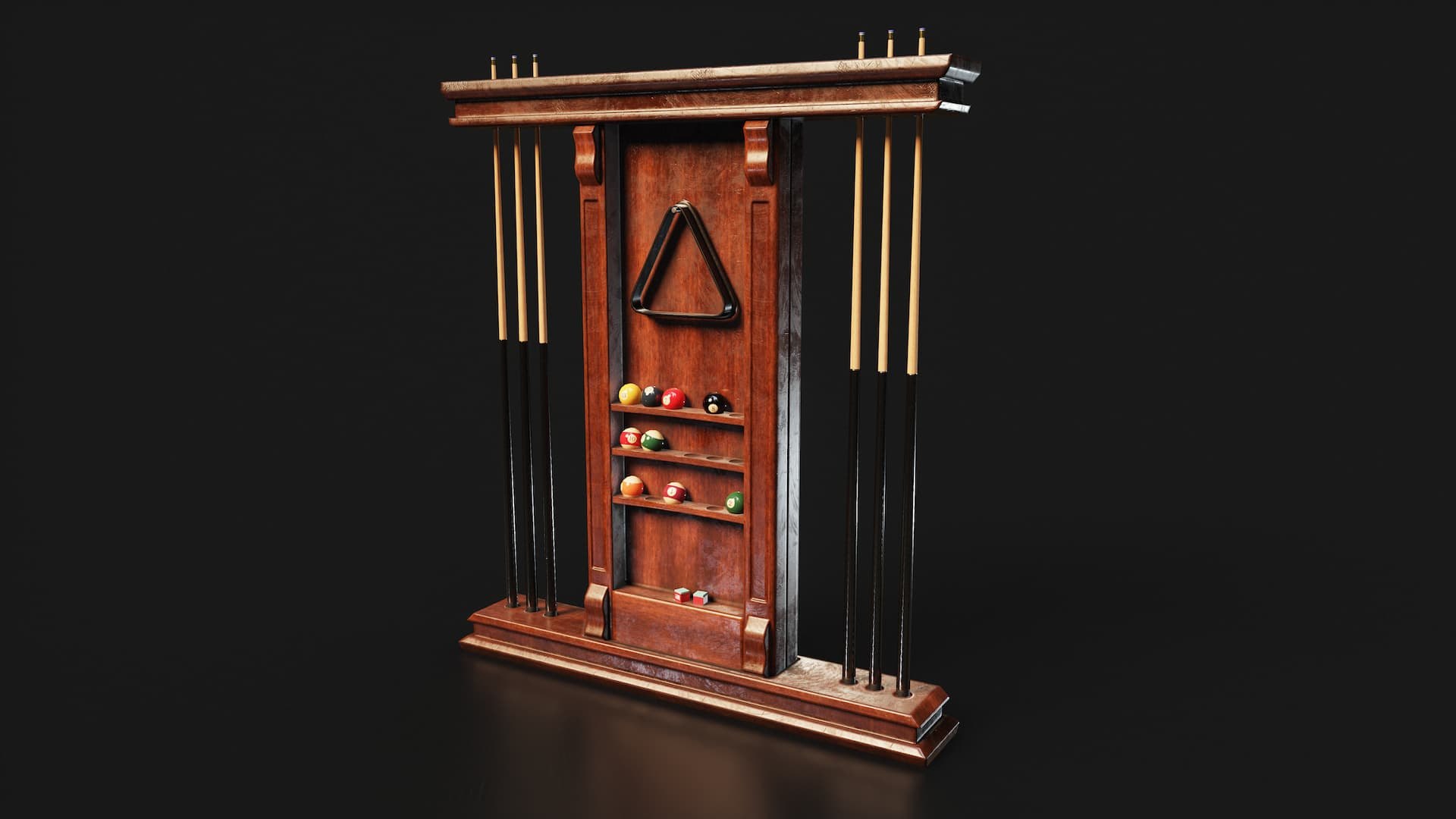 Wall-Mounted Pool Rack Game Ready Low-poly 3D Model - TurboSquid 2081722