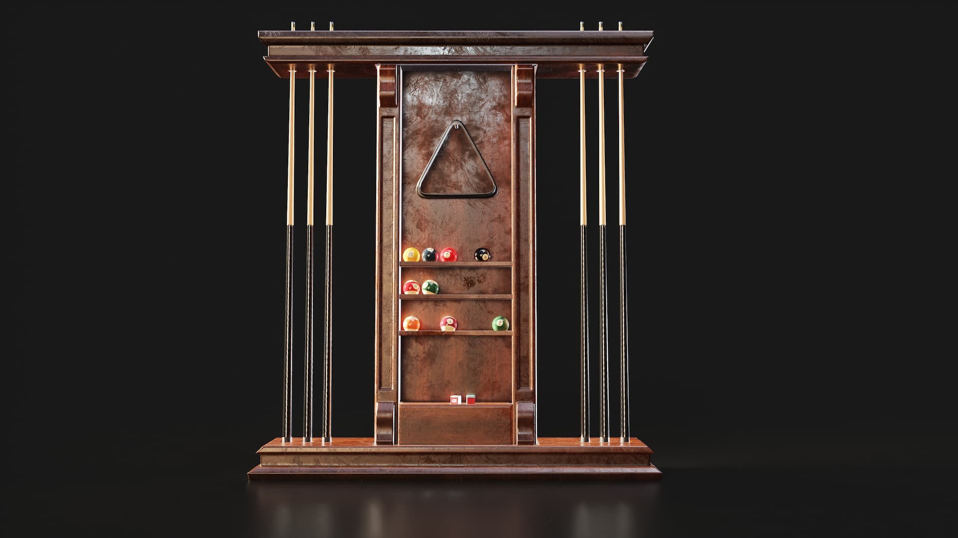 Wall-Mounted Pool Rack Game Ready Low-poly 3D Model - TurboSquid 2081722