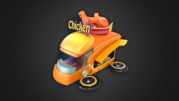 modelo 3d Activo - Dibujos animados - Food Car - Chicken Fly ...