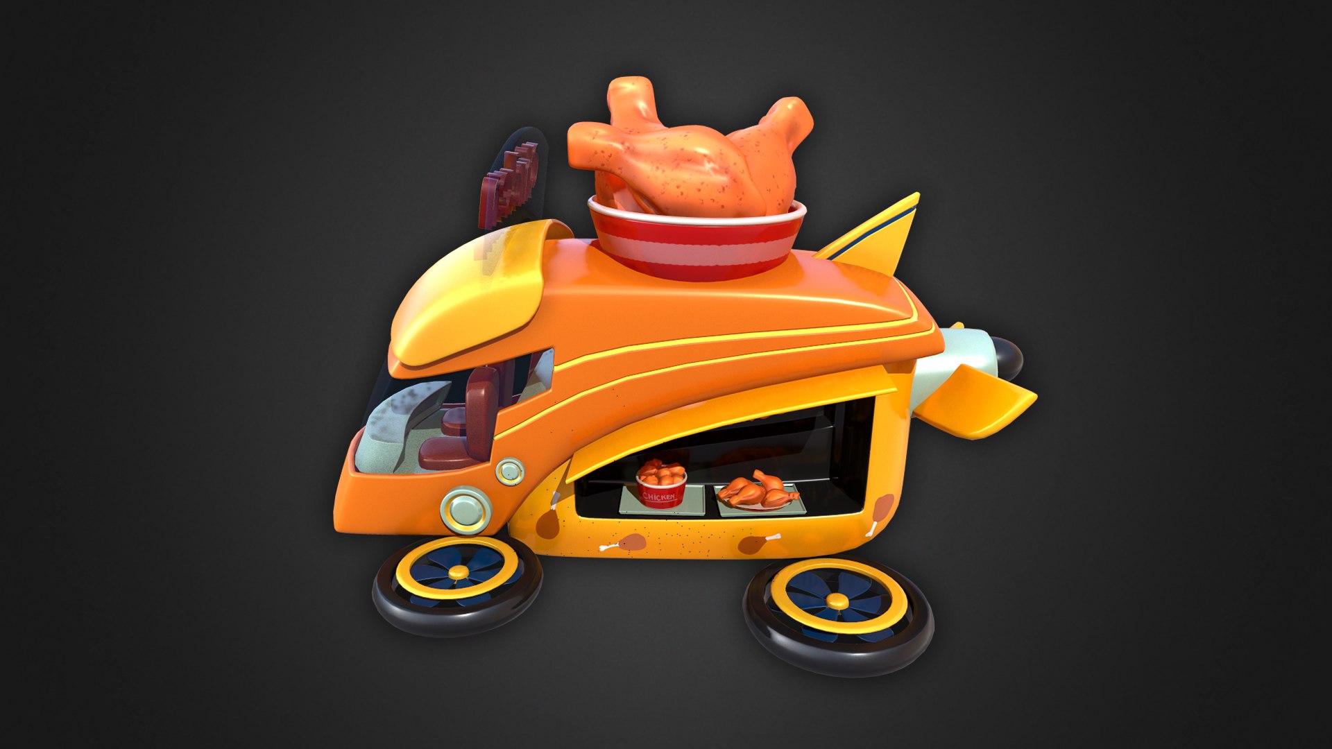 3D model Asset - Cartoons - Food Car - Chicken Fly - TurboSquid 2154073