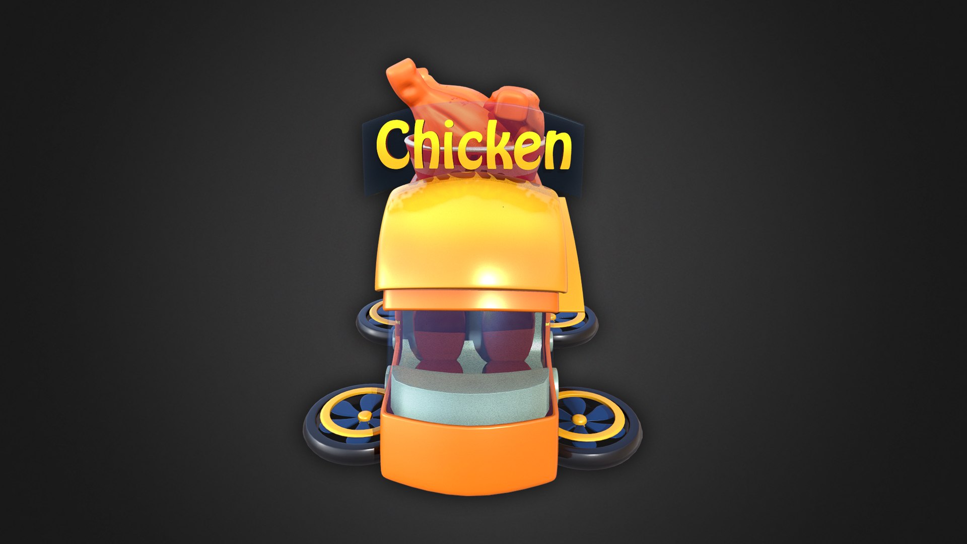 3D Model Asset - Cartoons - Food Car - Chicken Fly - TurboSquid 2154073