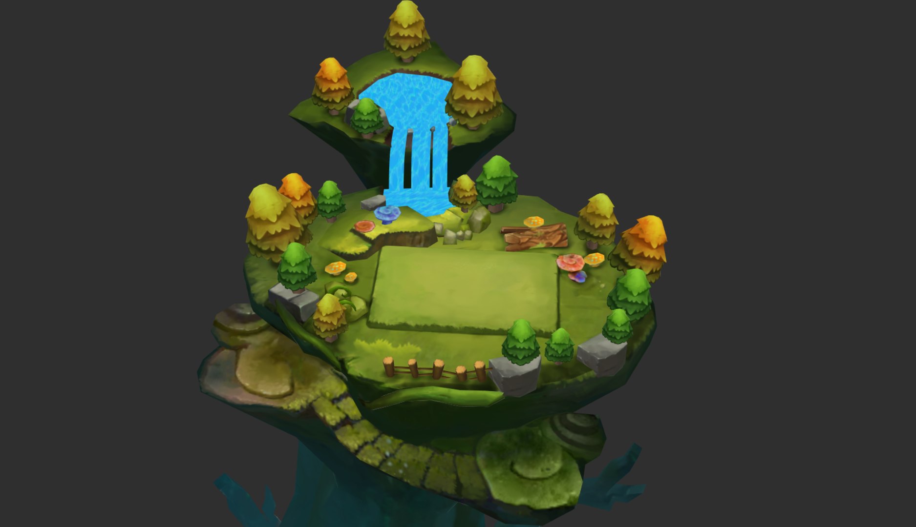 3D model Waterfall Map Hand-Painted Game Assets - TurboSquid 2095780