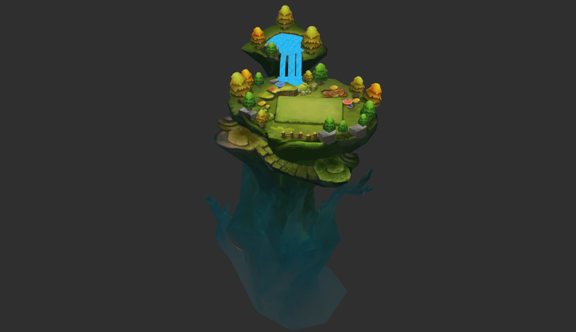 3D model Waterfall Map Hand-Painted Game Assets - TurboSquid 2095780