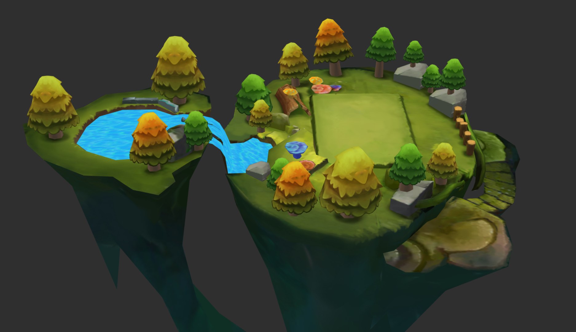 3D model Waterfall Map Hand-Painted Game Assets - TurboSquid 2095780