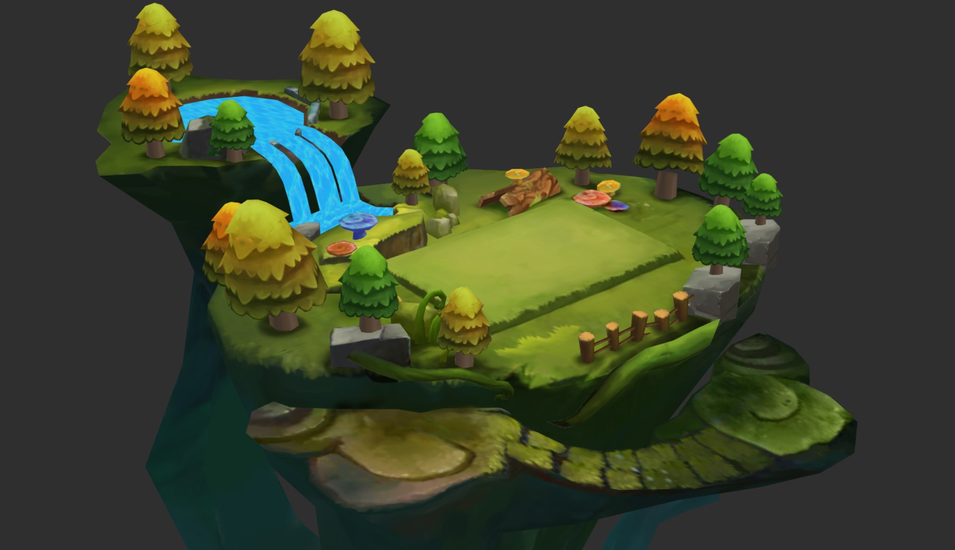 3D model Waterfall Map Hand-Painted Game Assets - TurboSquid 2095780