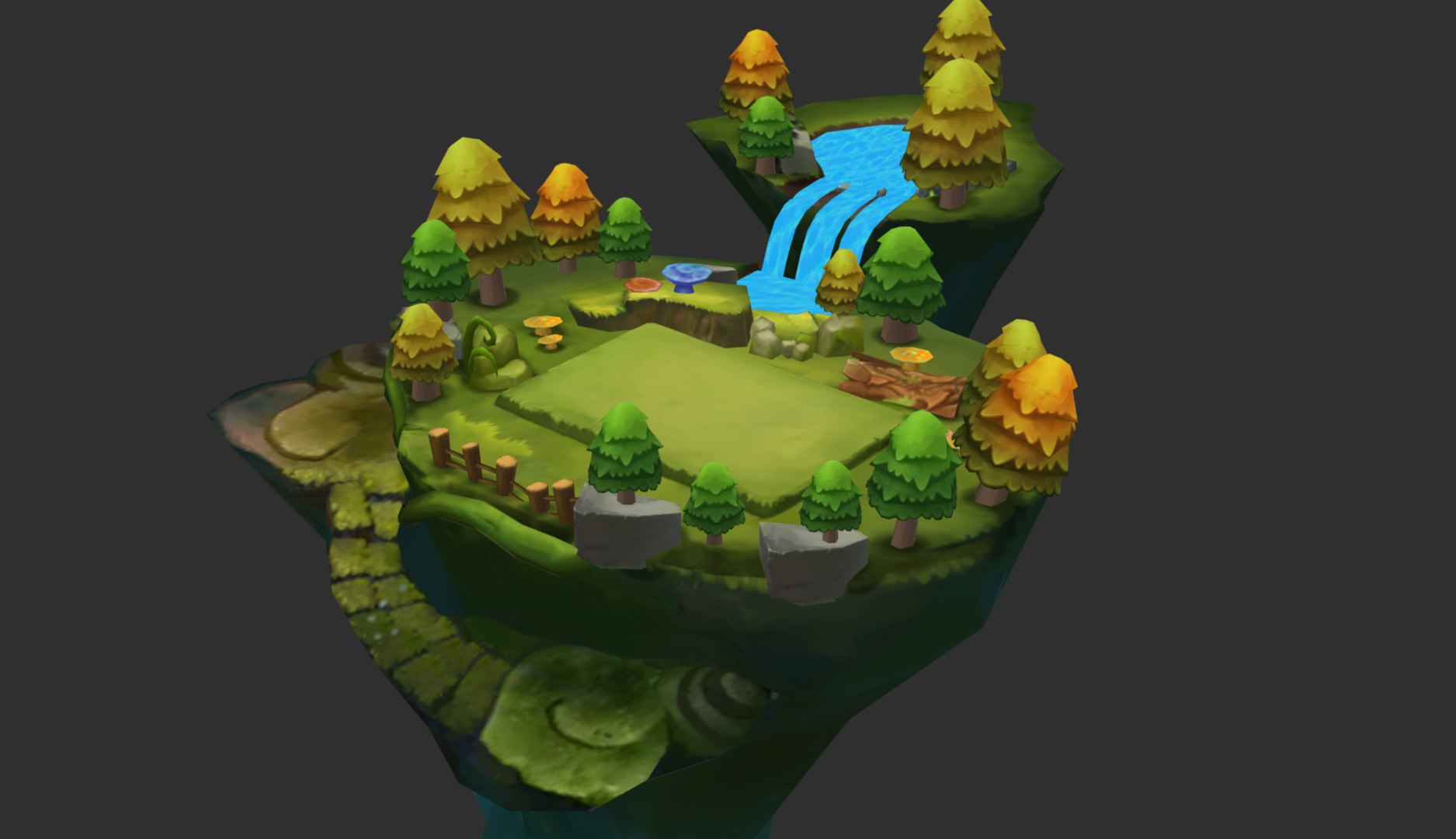 3D model Waterfall Map Hand-Painted Game Assets - TurboSquid 2095780