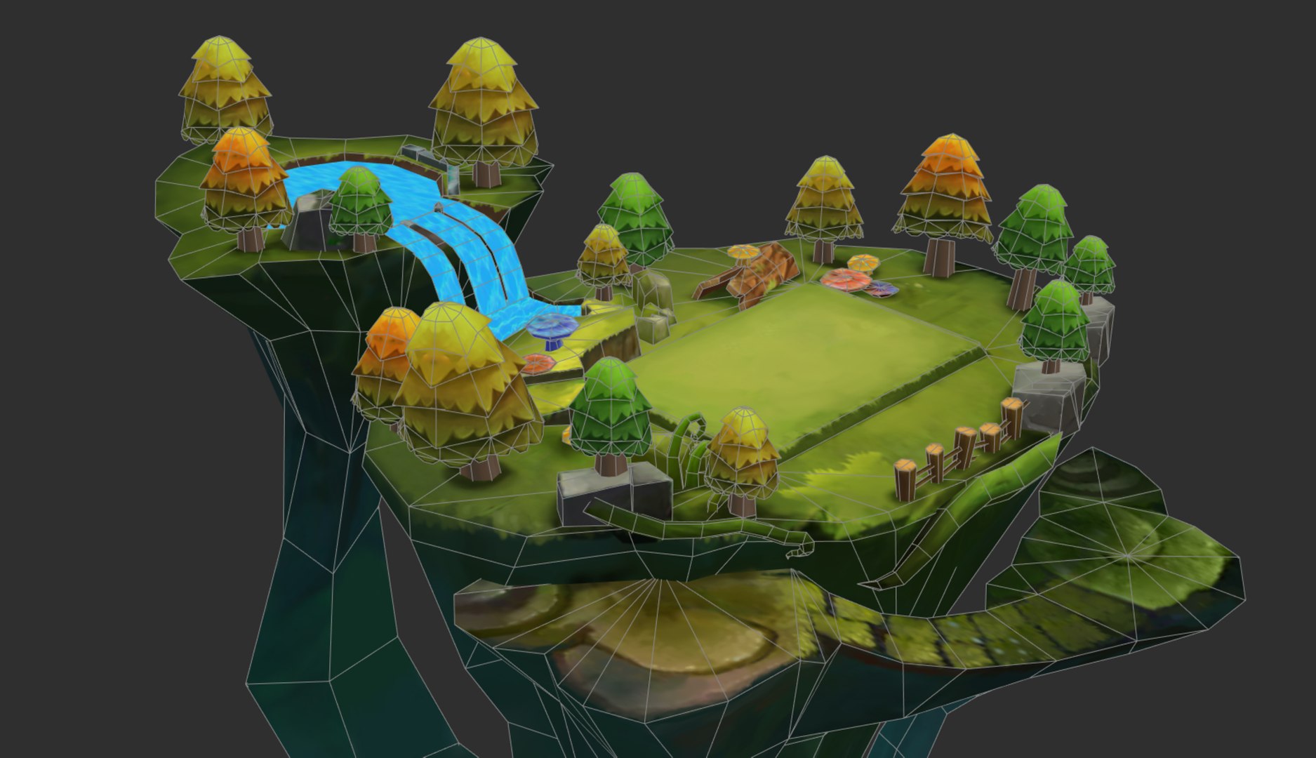 3D model Waterfall Map Hand-Painted Game Assets - TurboSquid 2095780