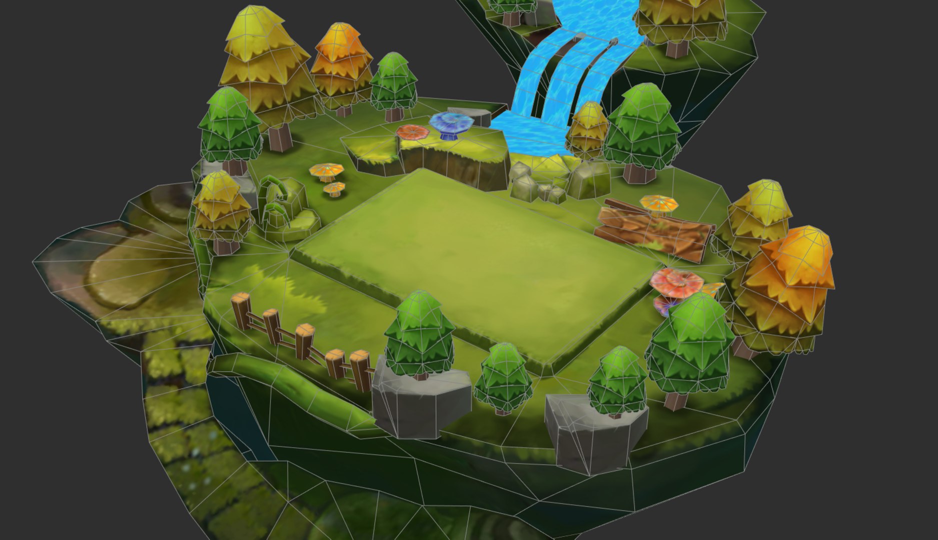 3D model Waterfall Map Hand-Painted Game Assets - TurboSquid 2095780