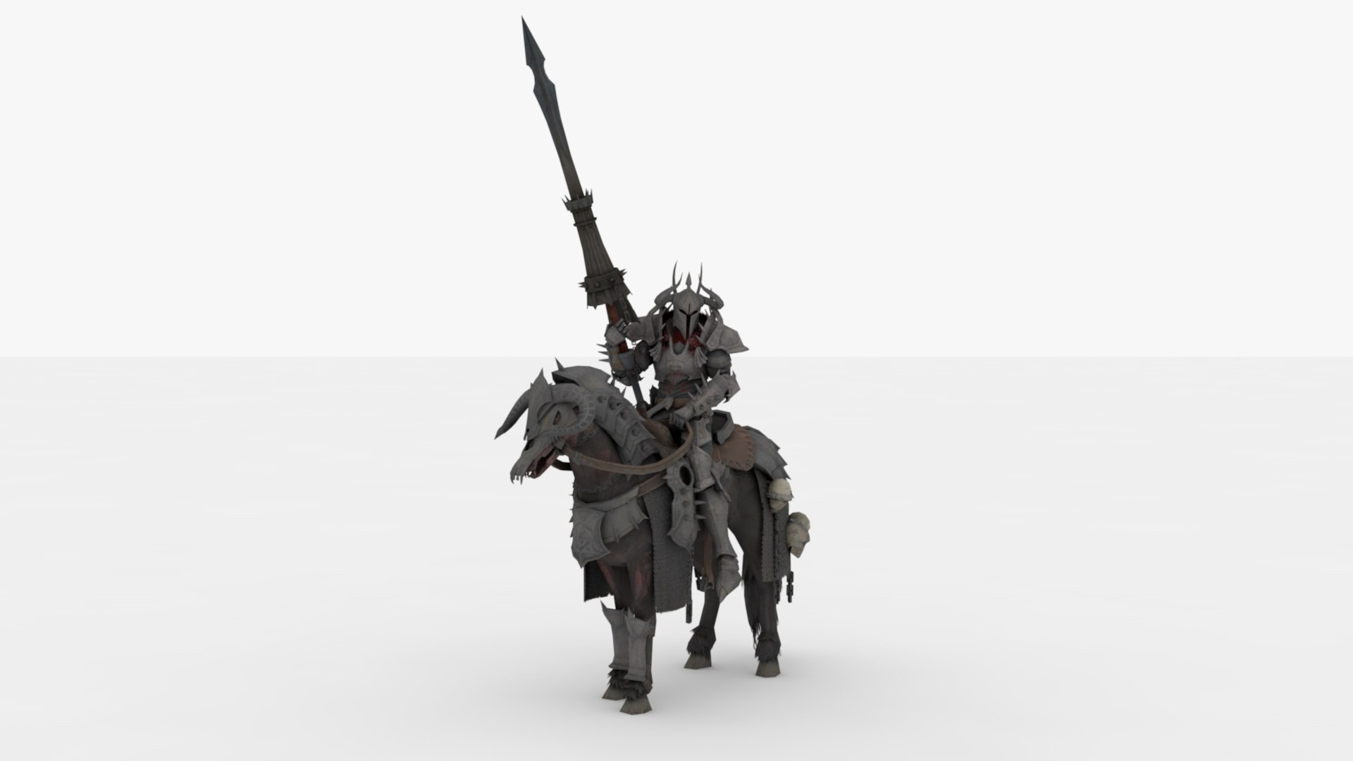 Dark Knight Warrior With Horse Rigged And Animation 3D Model ...