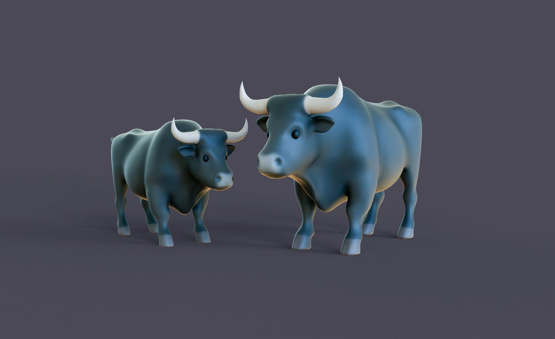 3D Cartoon Black Bull Animal 3D Model - TurboSquid 2319104