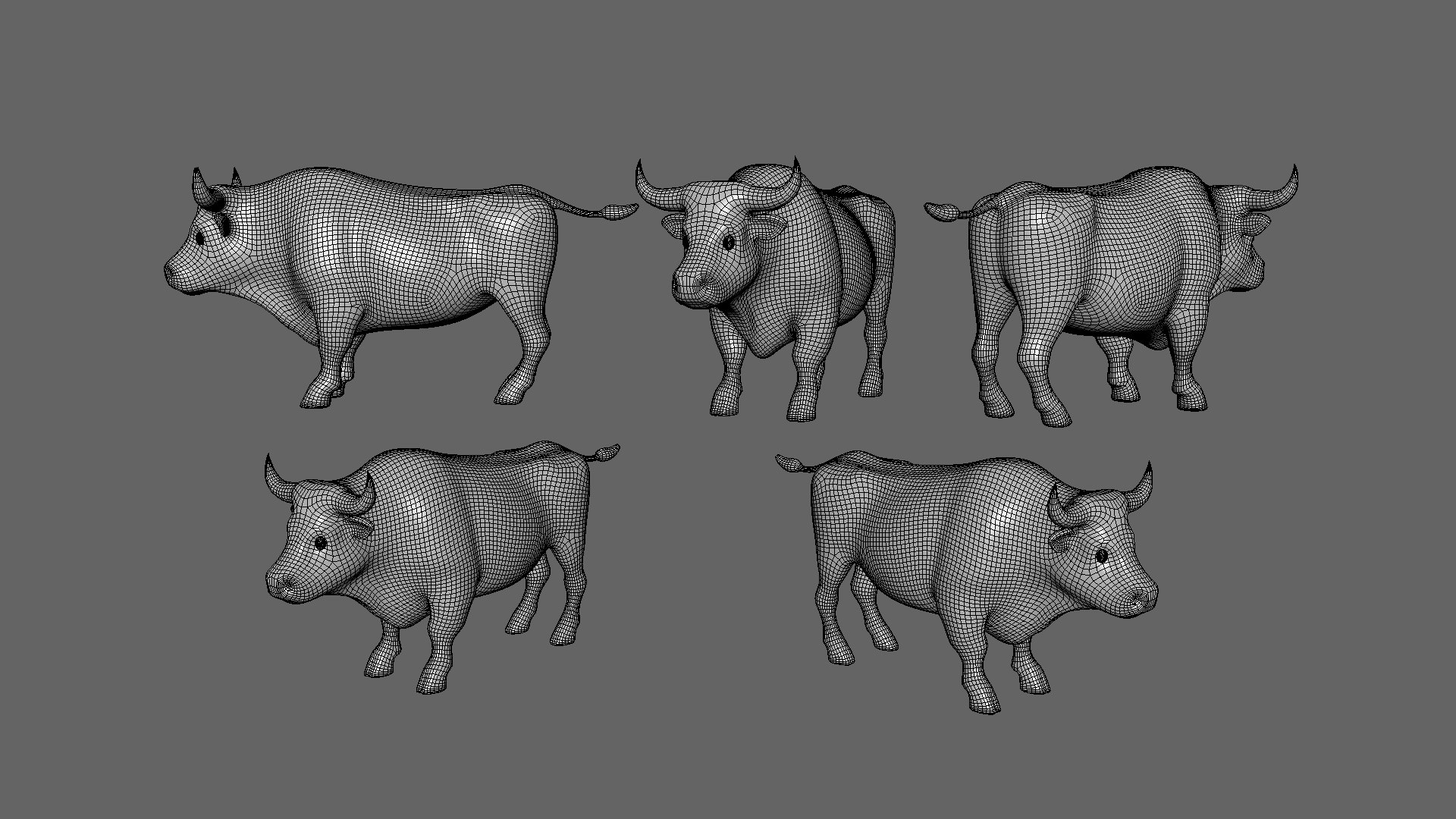 3D Cartoon Black Bull Animal 3D Model - TurboSquid 2319104