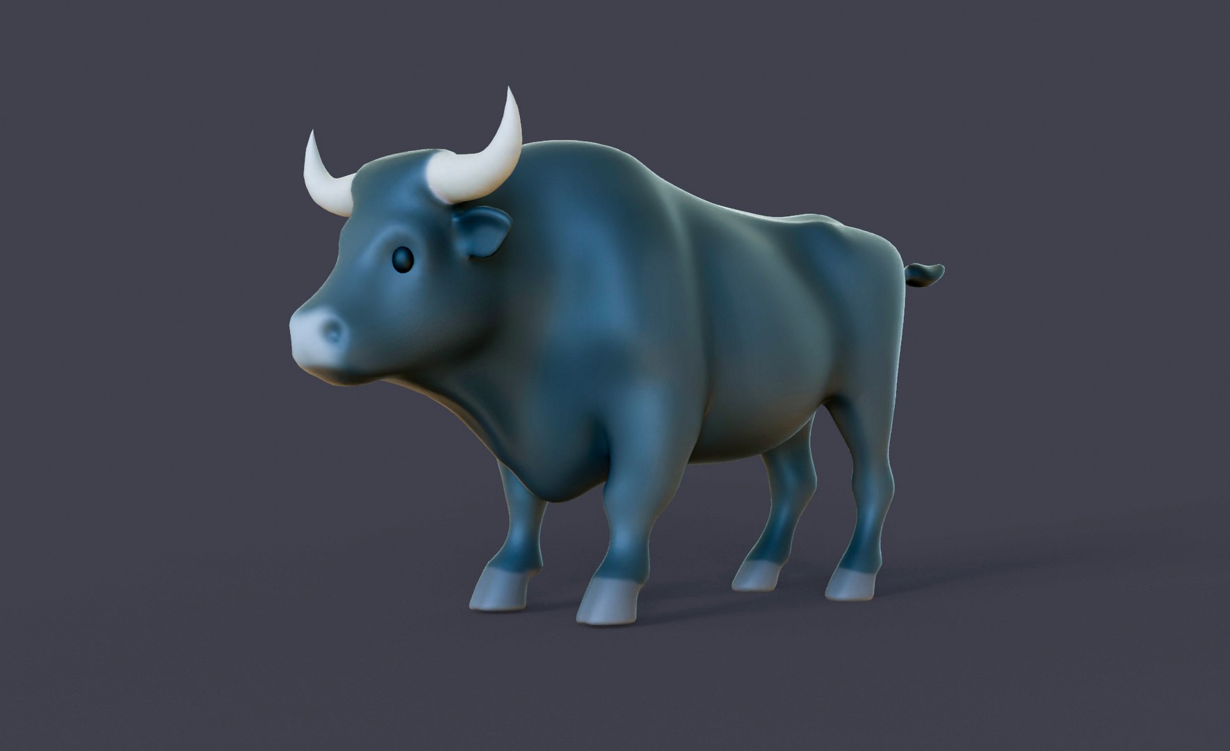 3D Cartoon Black Bull Animal 3D Model - TurboSquid 2319104
