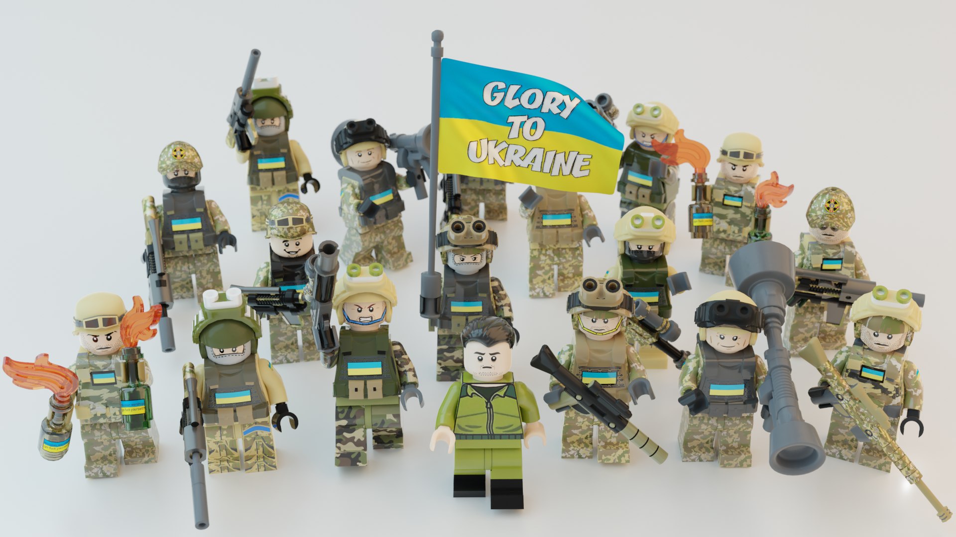 3D Model Lego President Of Ukraine ZELENSKY With UA Force Squad ...