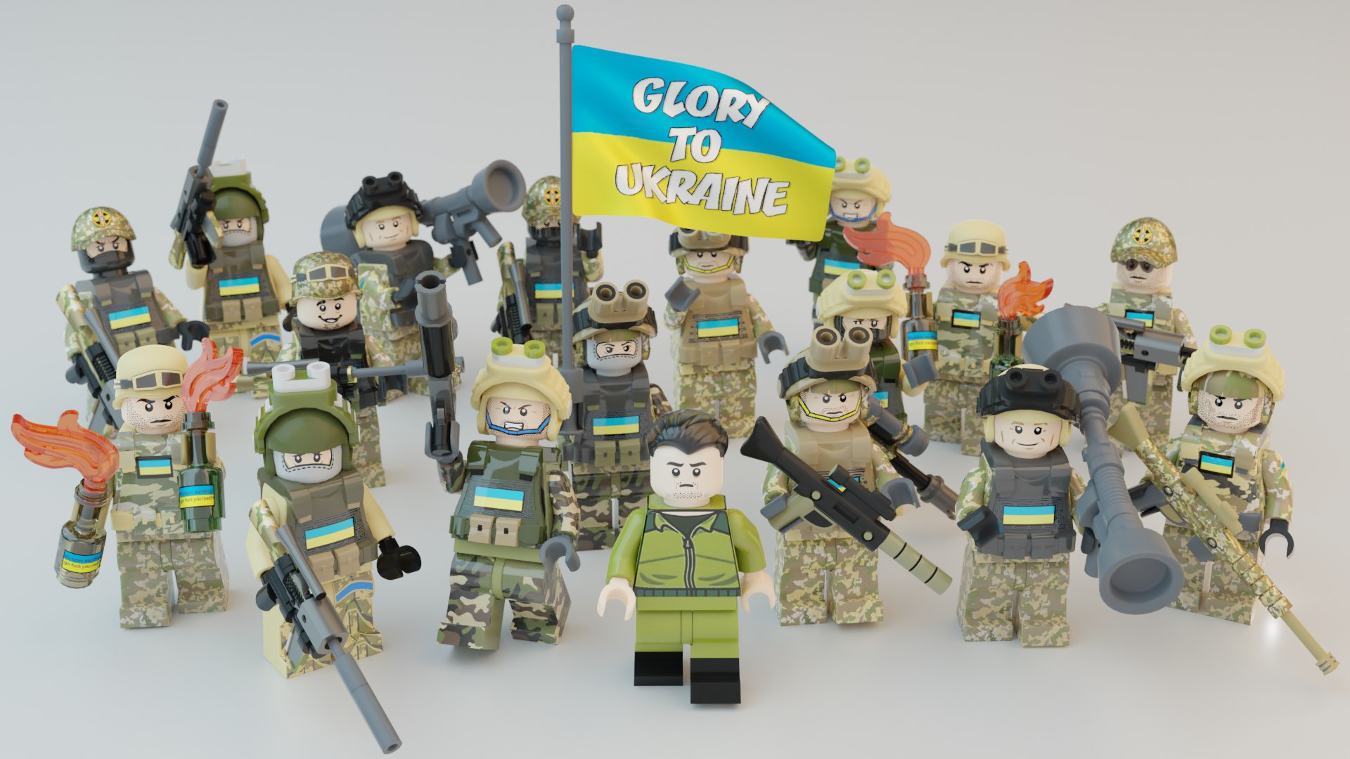 3D Model Lego President Of Ukraine ZELENSKY With UA Force Squad ...
